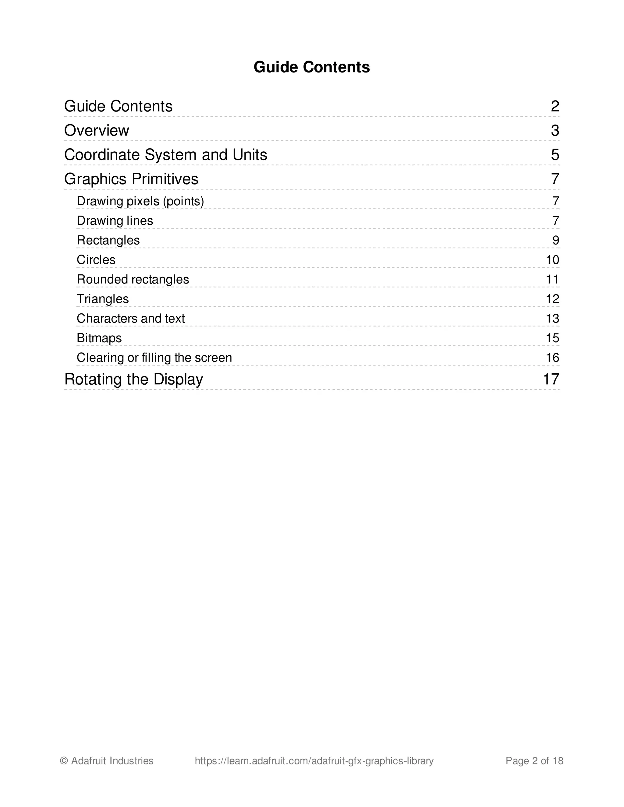 Adafruit gfx graphics library | PDF