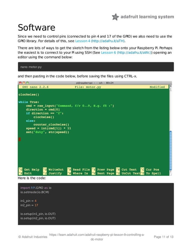 Adafruit raspberry-pi-lesson-9-controlling-a-dc-motor | PDF
