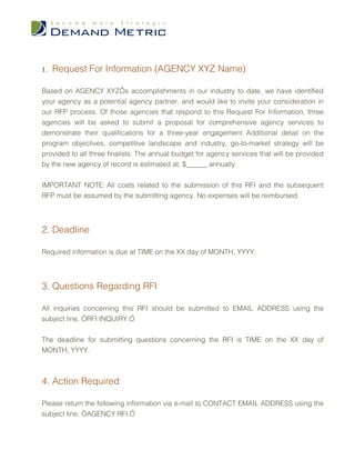 Ad Agency RFI Template | PDF