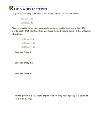 Ad Agency RFI Template | PDF