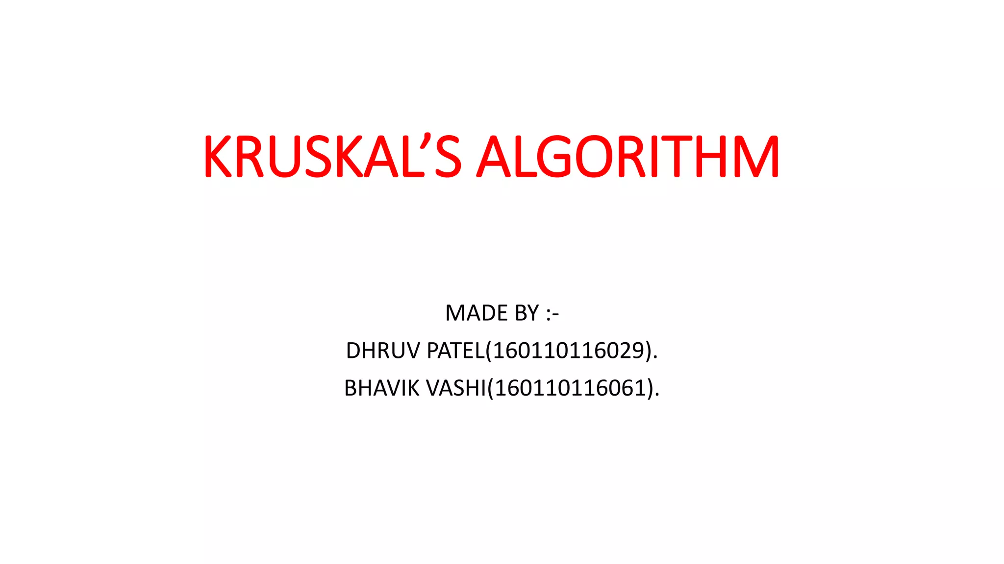 Kruskal Algorithm | PPTX