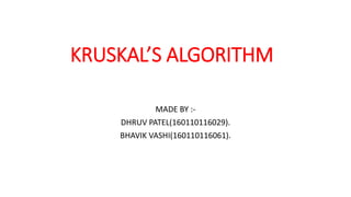 Kruskal Algorithm | PPTX