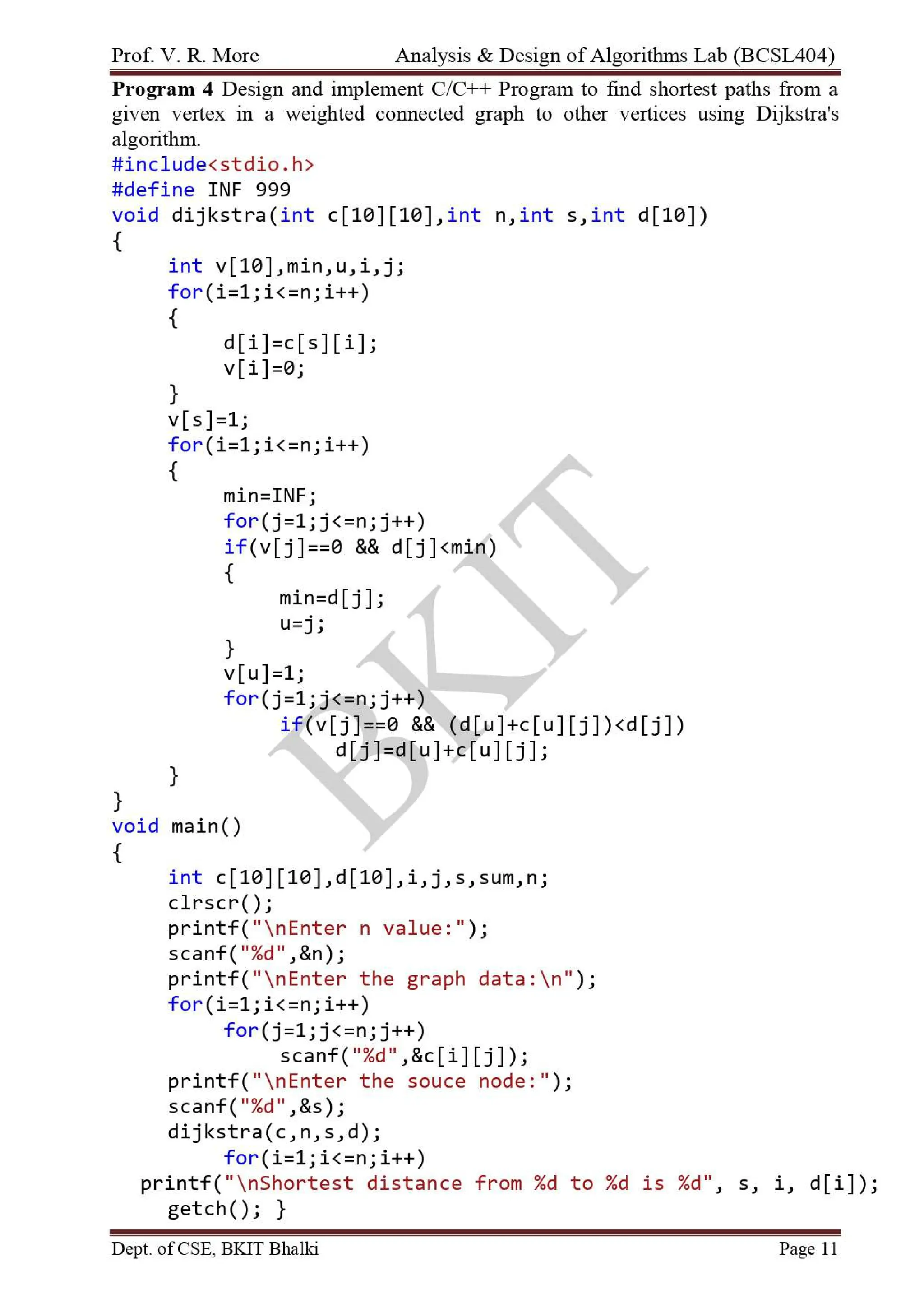 Analysis And Design Of Algorithm Lab Manual Bcsl404 Pdf Computer