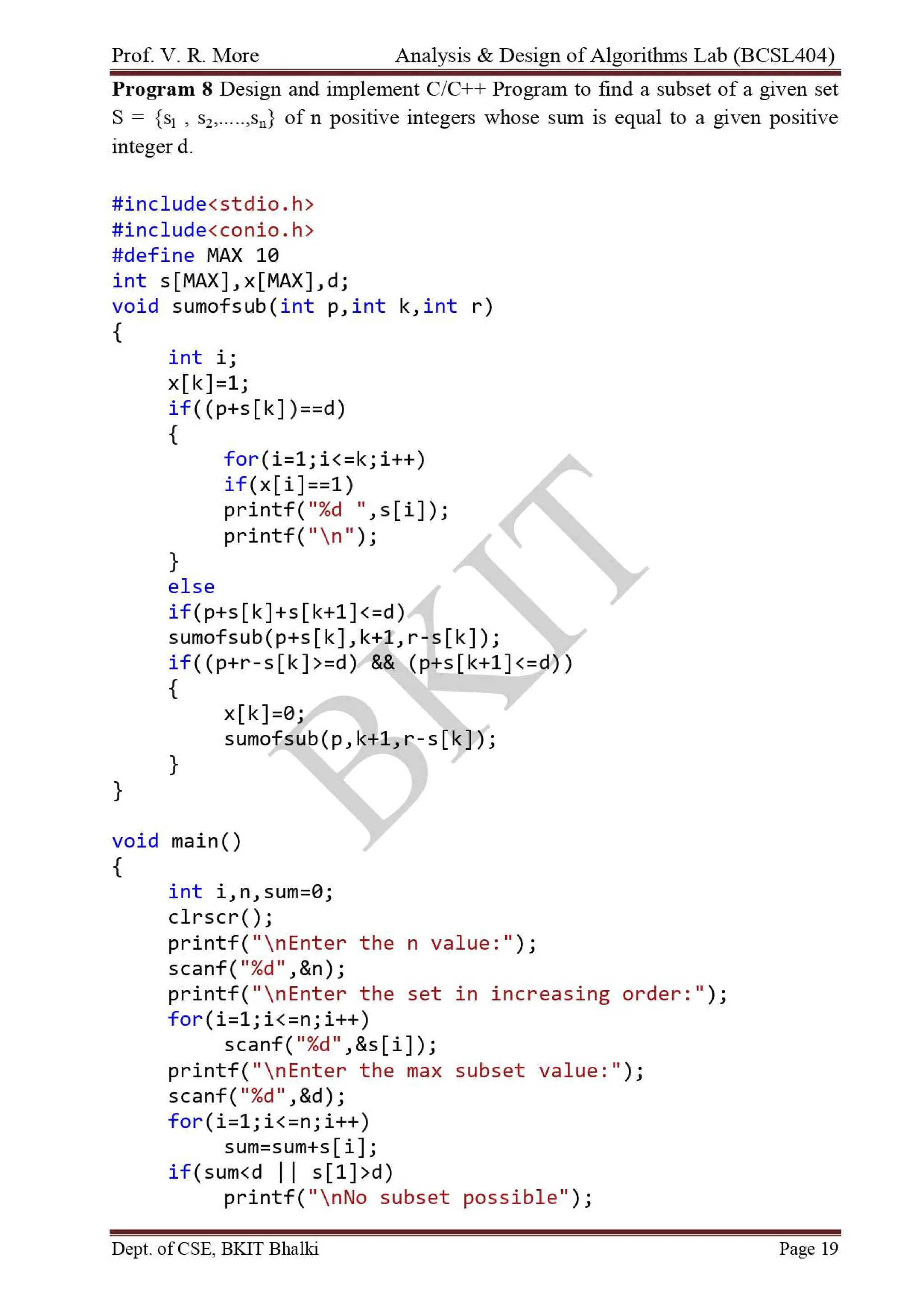 Analysis and Design of Algorithm Lab Manual (BCSL404) | PDF | Computer Software and Applications ...