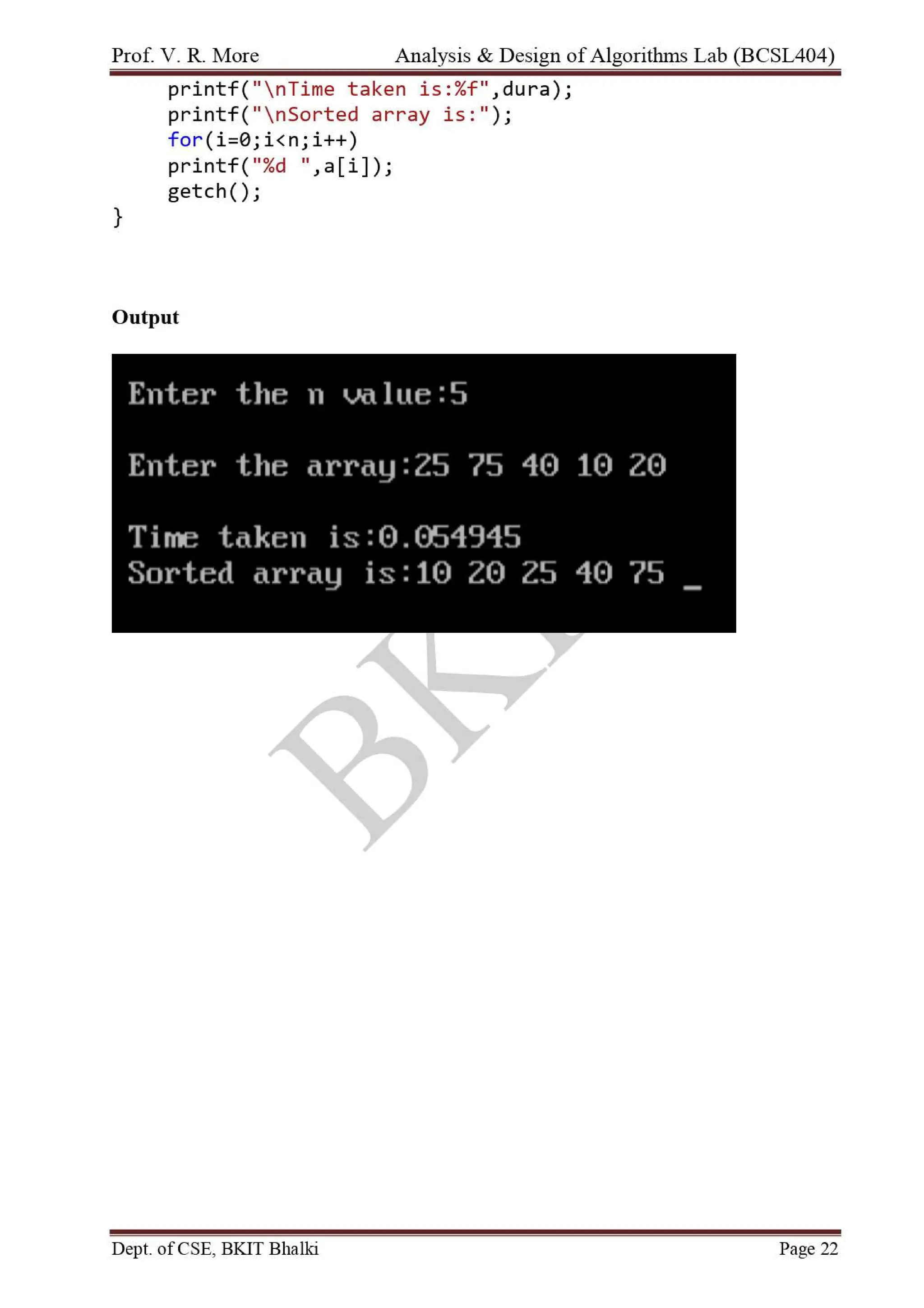 Analysis And Design Of Algorithm Lab Manual Bcsl404 Pdf Computer