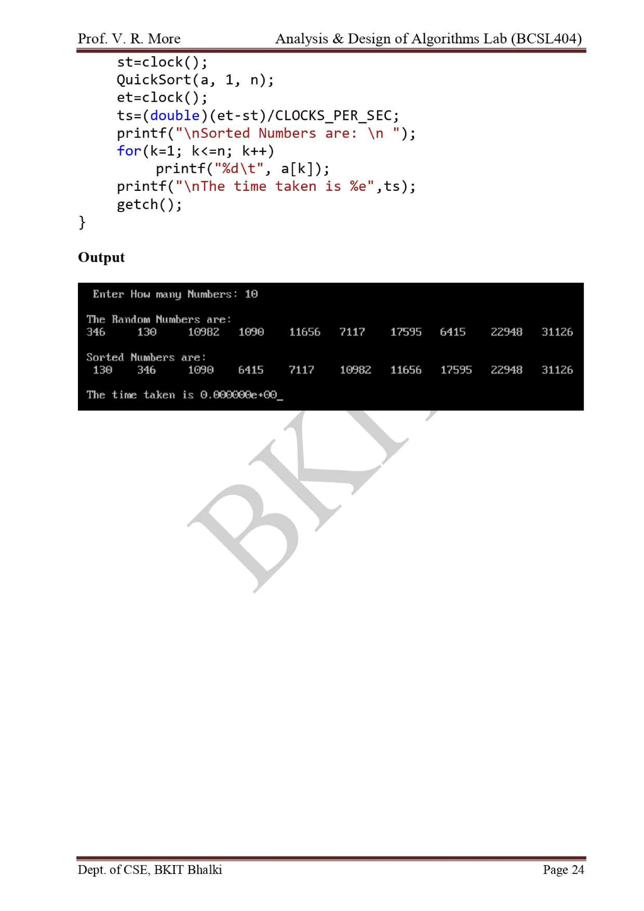 Analysis and Design of Algorithm Lab Manual (BCSL404) | PDF | Computer Software and Applications ...