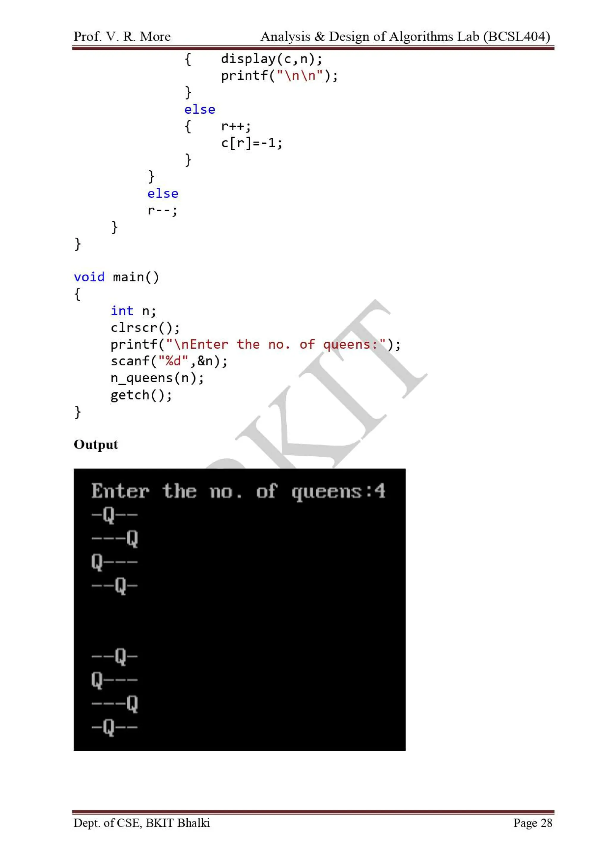 Analysis And Design Of Algorithm Lab Manual Bcsl404 Pdf Computer