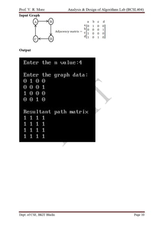 Analysis and Design of Algorithm Lab Manual (BCSL404) | PDF