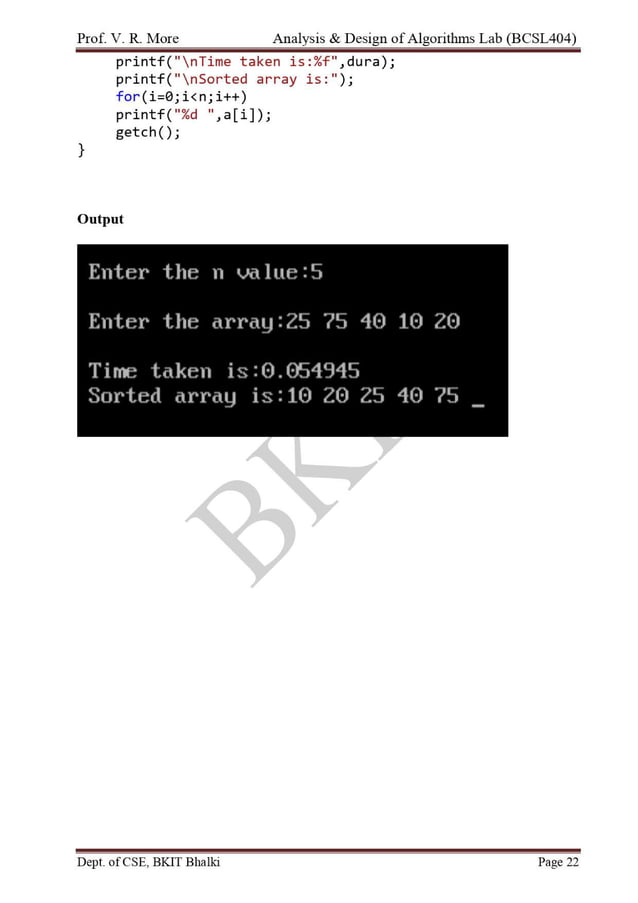 Analysis And Design Of Algorithm Lab Manual Bcsl404 Pdf Computer Software And Applications
