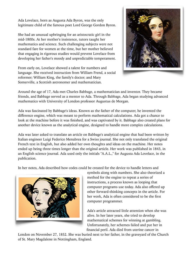 Ada lovelace | PDF | Science