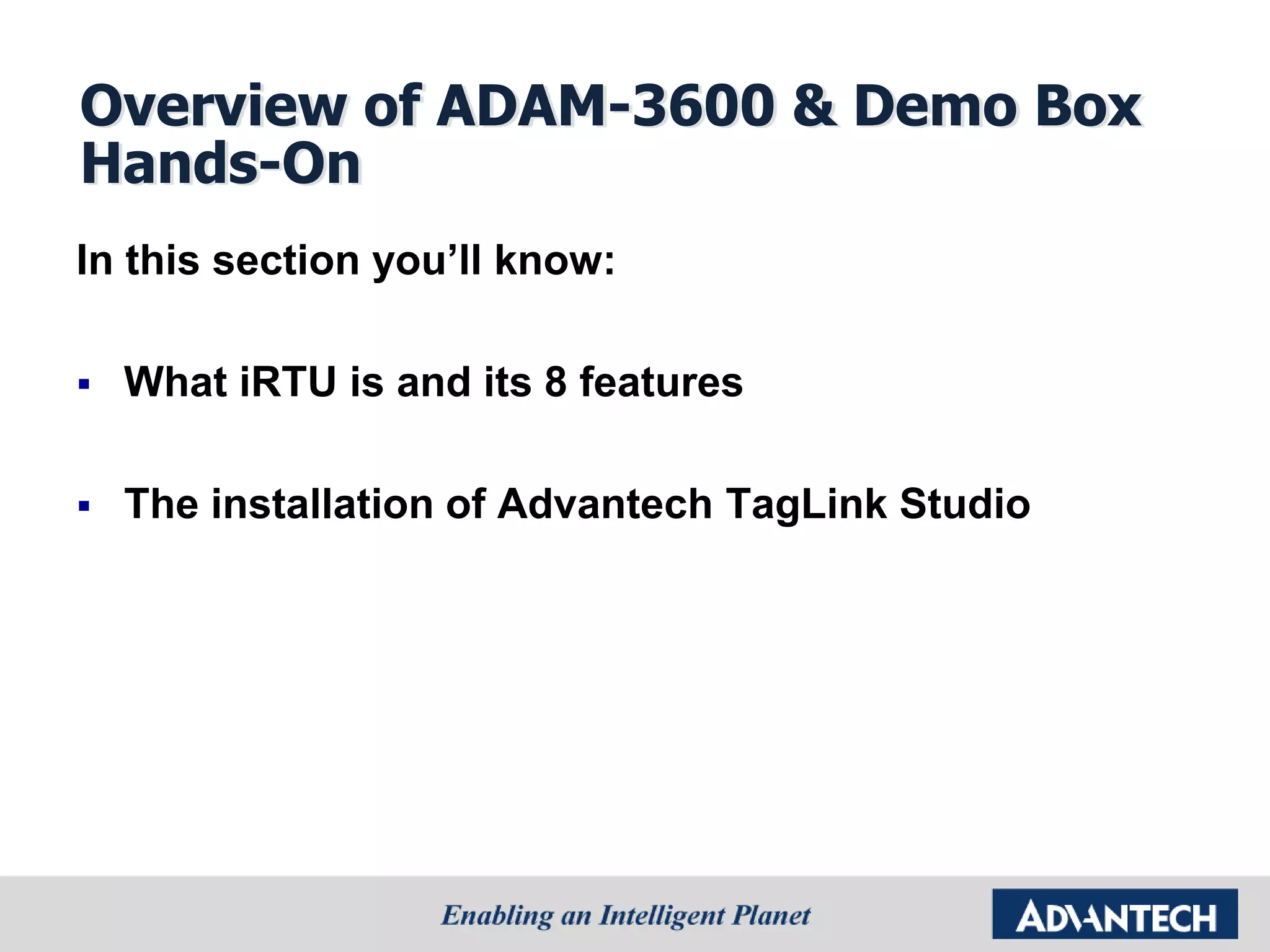 [Advantech] ADAM-3600 training kit and Taglink | PDF