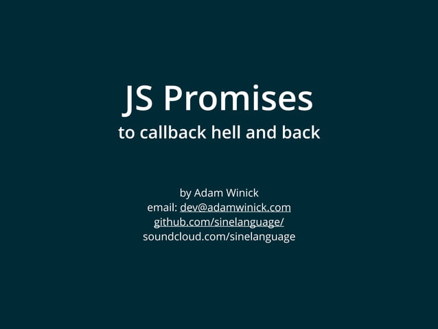 Avoiding callback hell with promises | PDF