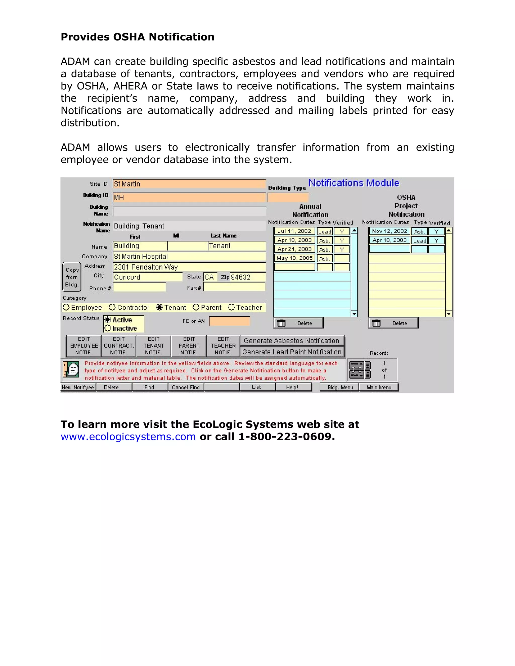 Adam Asbestos Management System | PDF