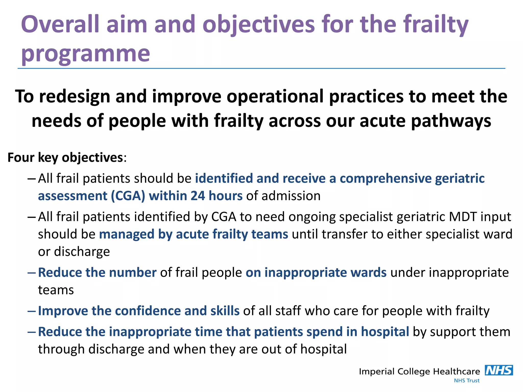 Adam backhouse, Viren Jeram, Clare thomson QI and frailty | PPT