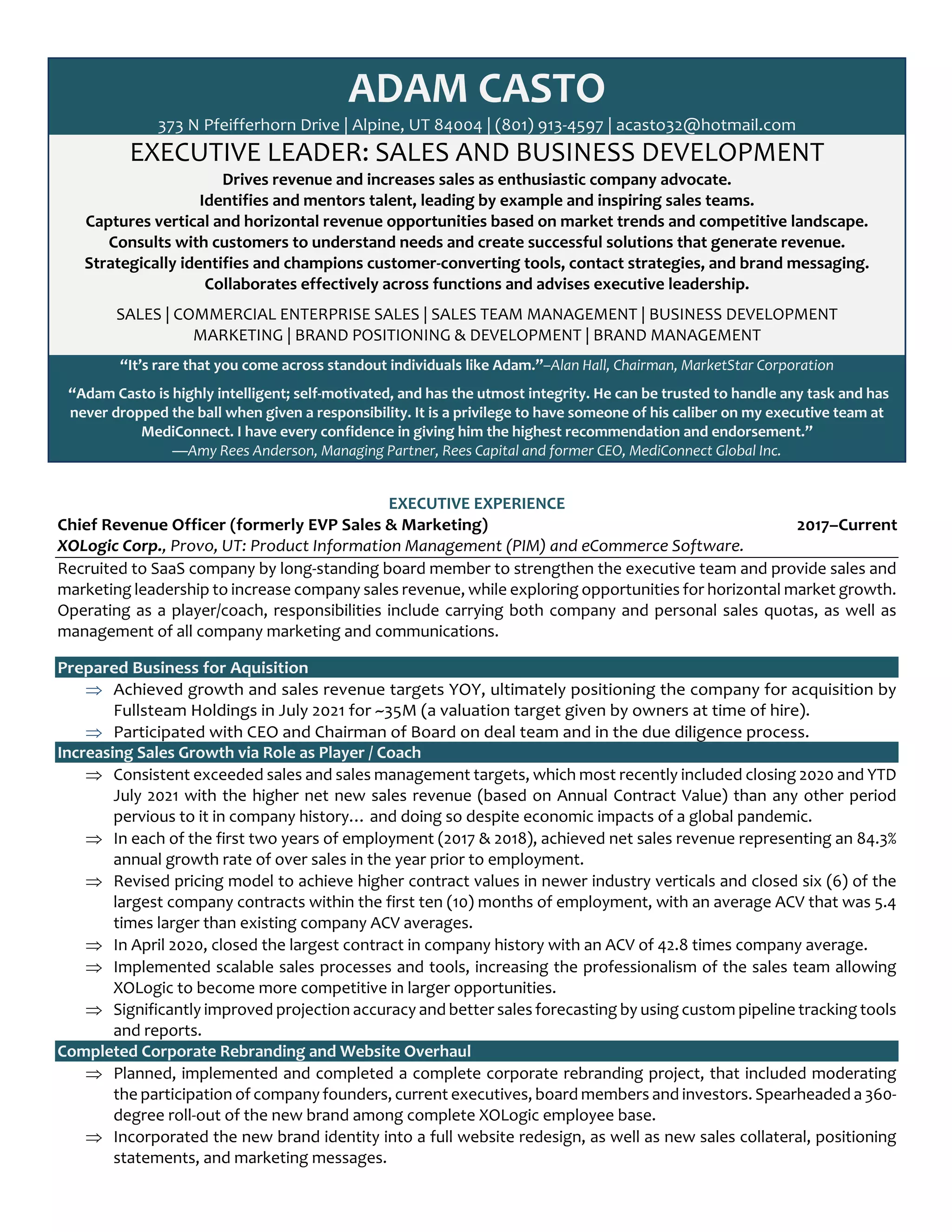 Adam Casto Resume | PDF