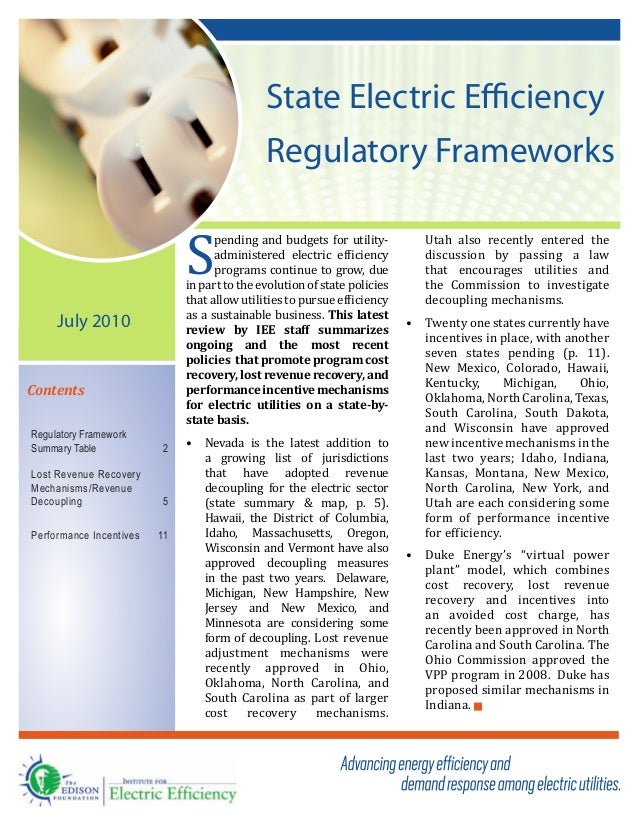 State Electric Efficiency Regulatory Frameworks