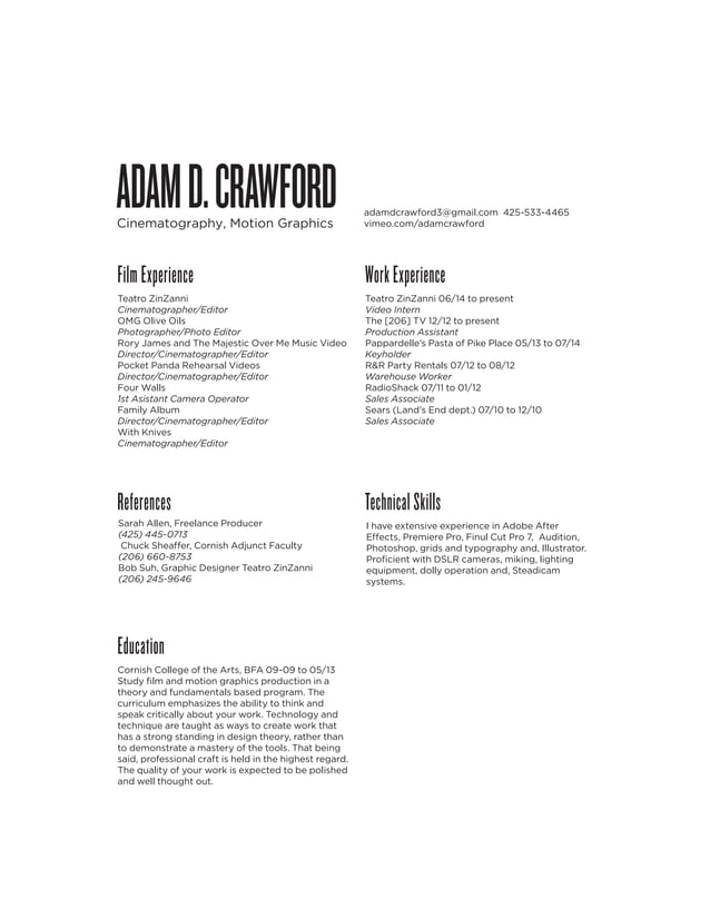 Adam Crawford Resume | PDF