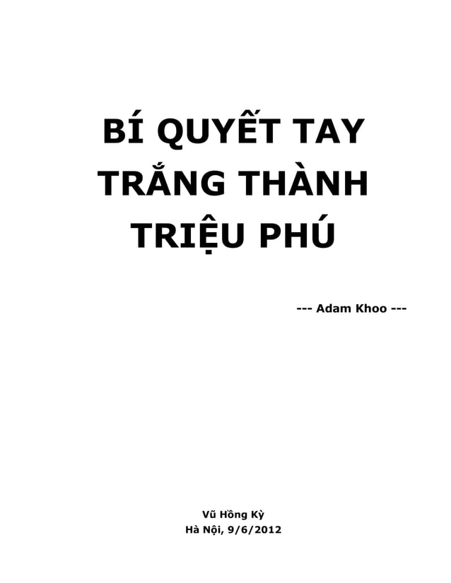 Adam khoo bi quyet tay trang thanh trieu phu | PDF