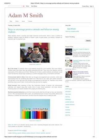 Adam m smith ways to encourage positive attitude and behavior among ...