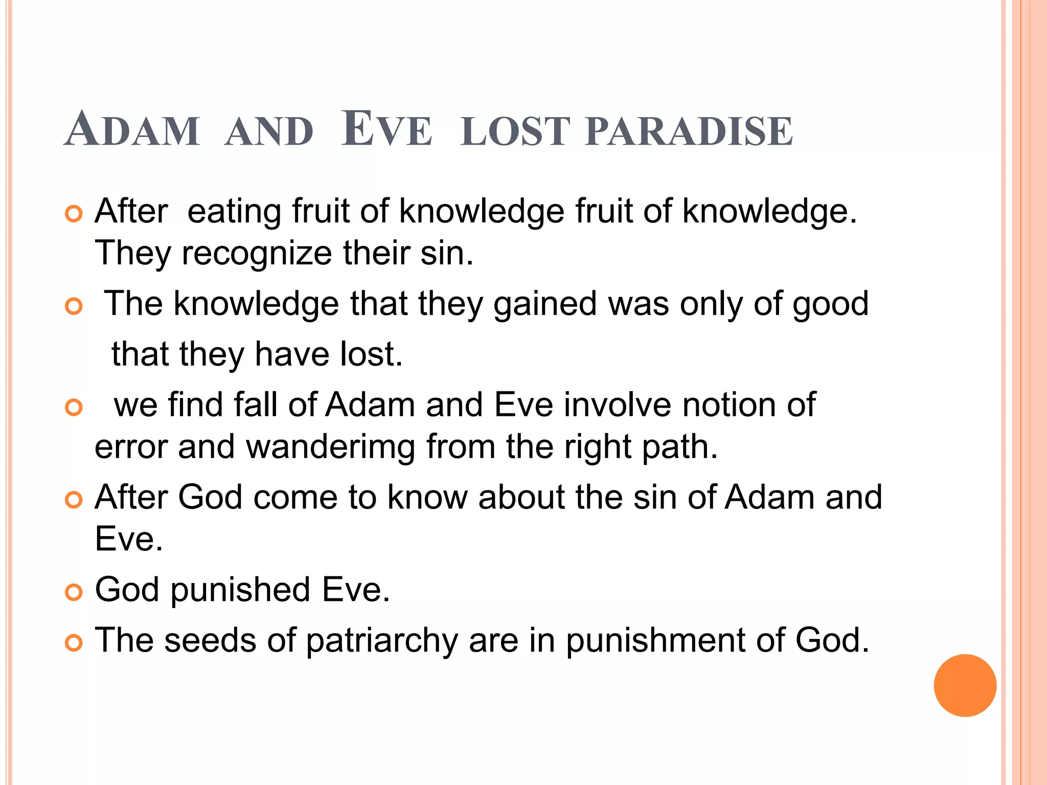 MY PRESENTATION ON ADAM & EVE FROM PARADISE LOST BY JOHN MILTON | PPT