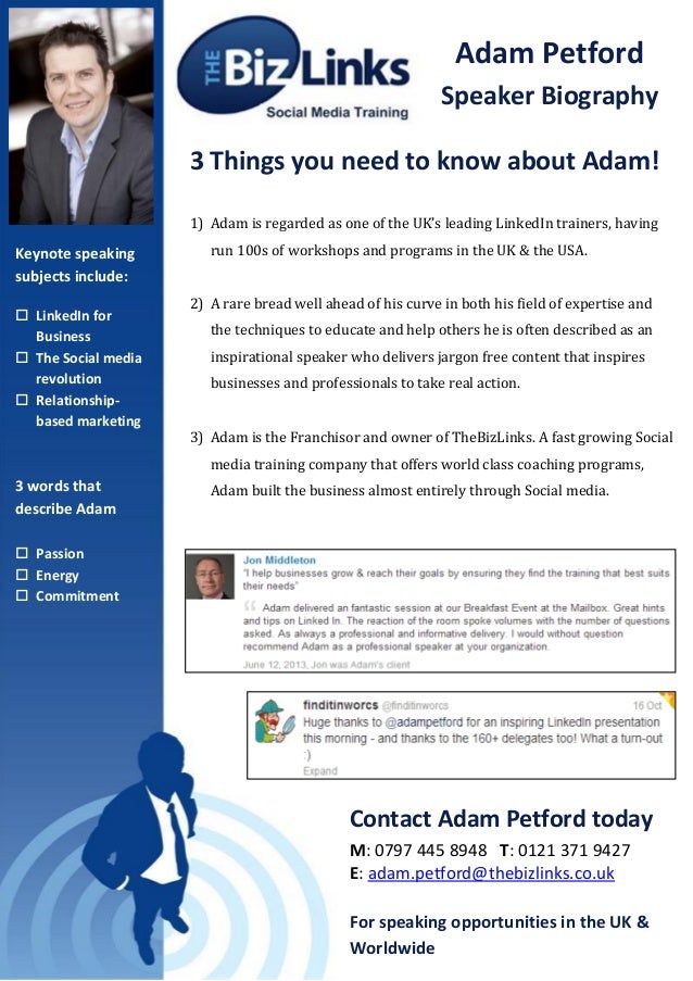 Biodata Sample For Guest Speaker