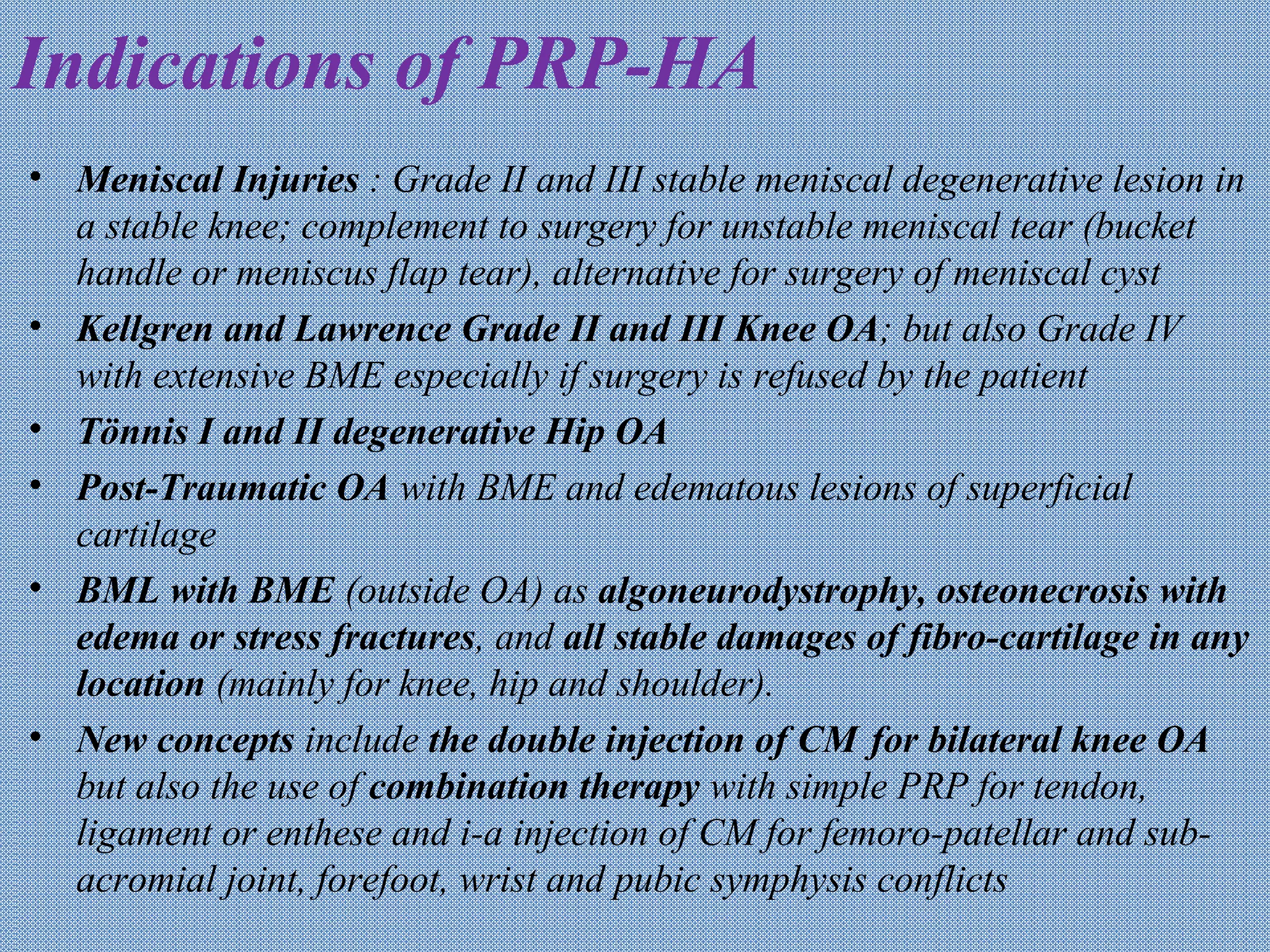 Use of PRP-HA for the treatment of Articular and Periarticular diseases ...