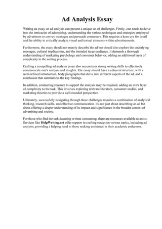 Ad Analysis Essay | PDF