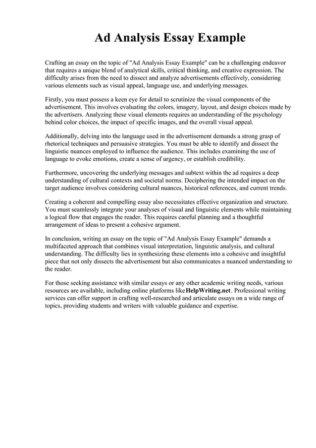 Ad Analysis Essay Example.pdf | Advertising Industry | Industries