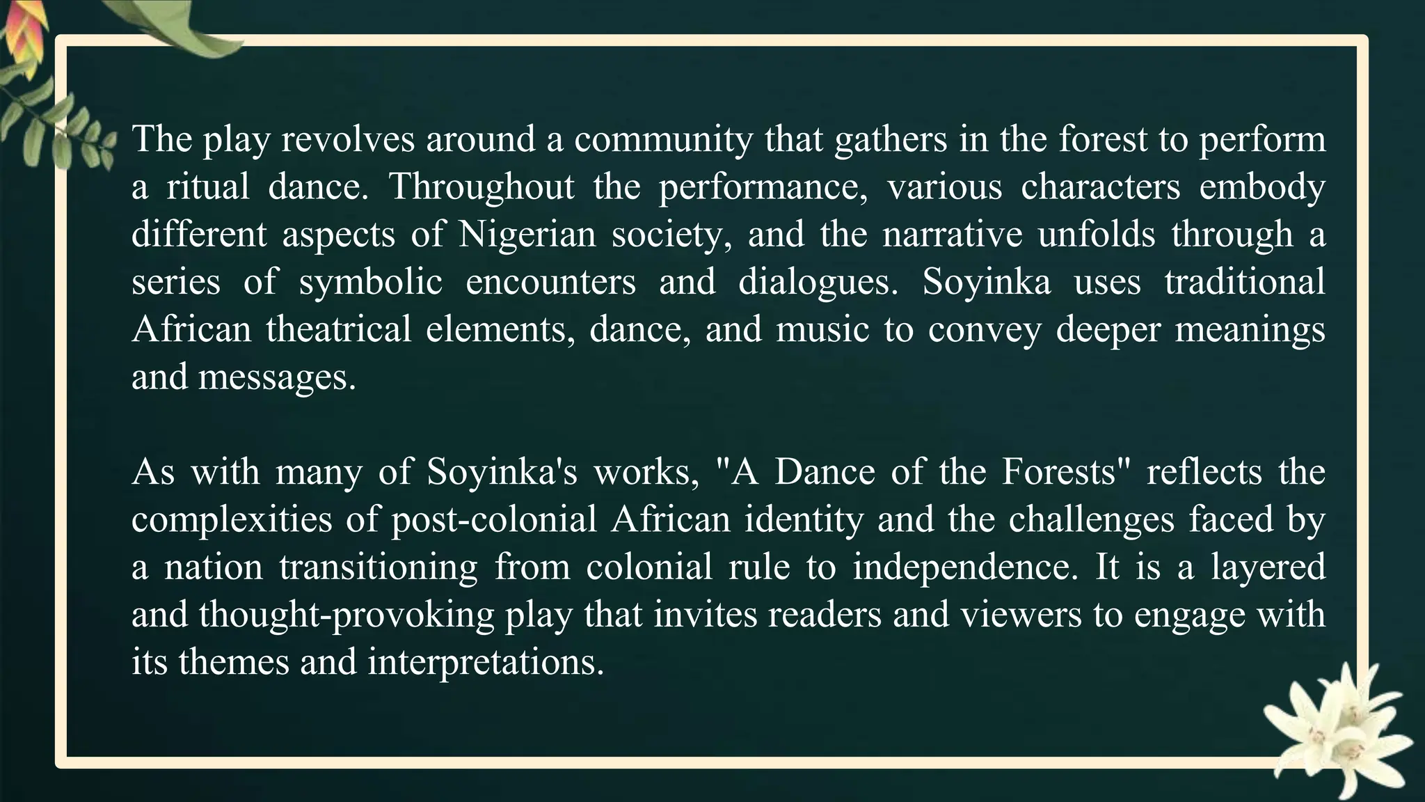 A Dance of the Forests by Wole Soyinka.pptx | Poetry | Books and Literature