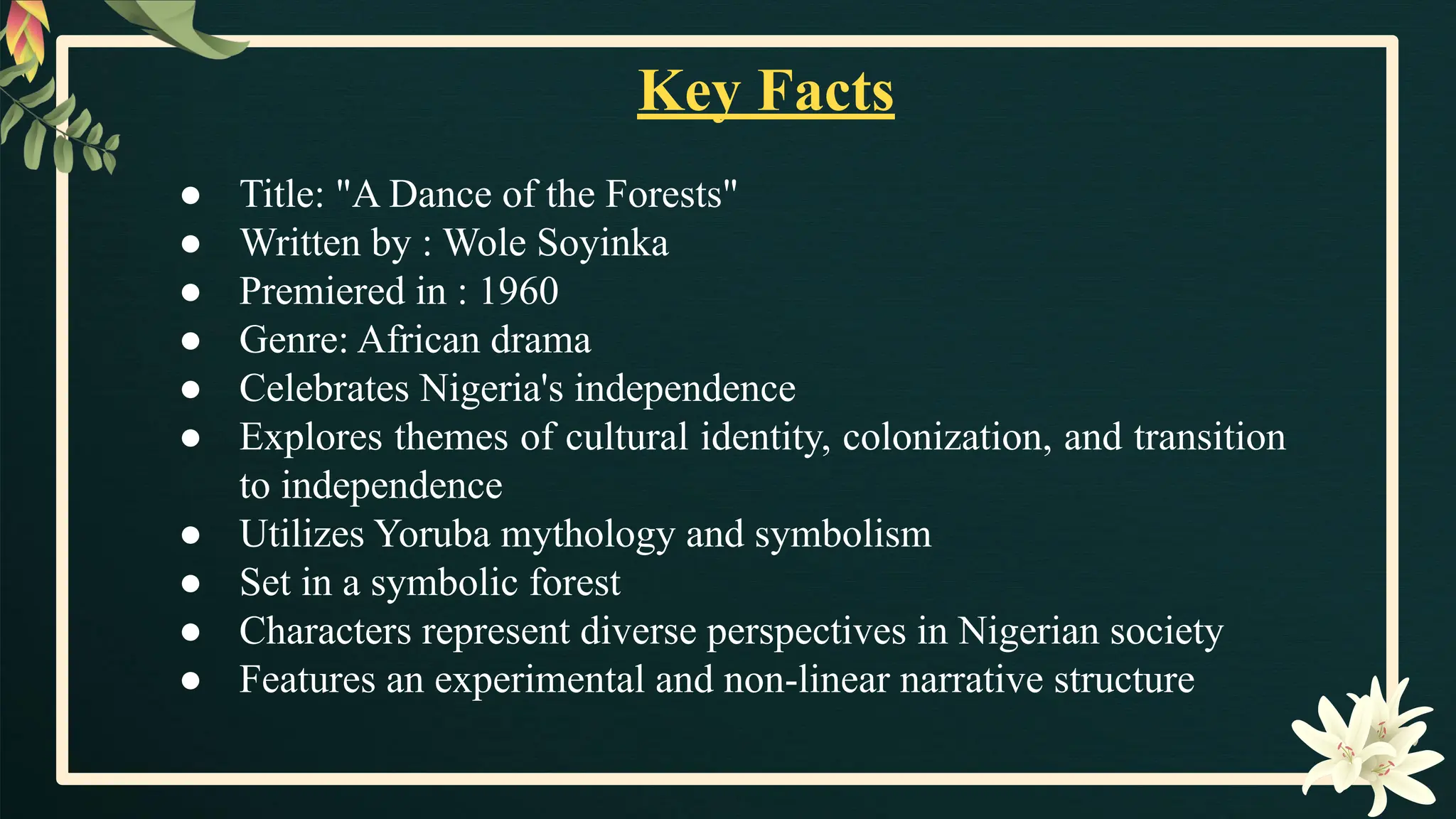 A Dance of the Forests - Play by Wole Soyinka. | PDF