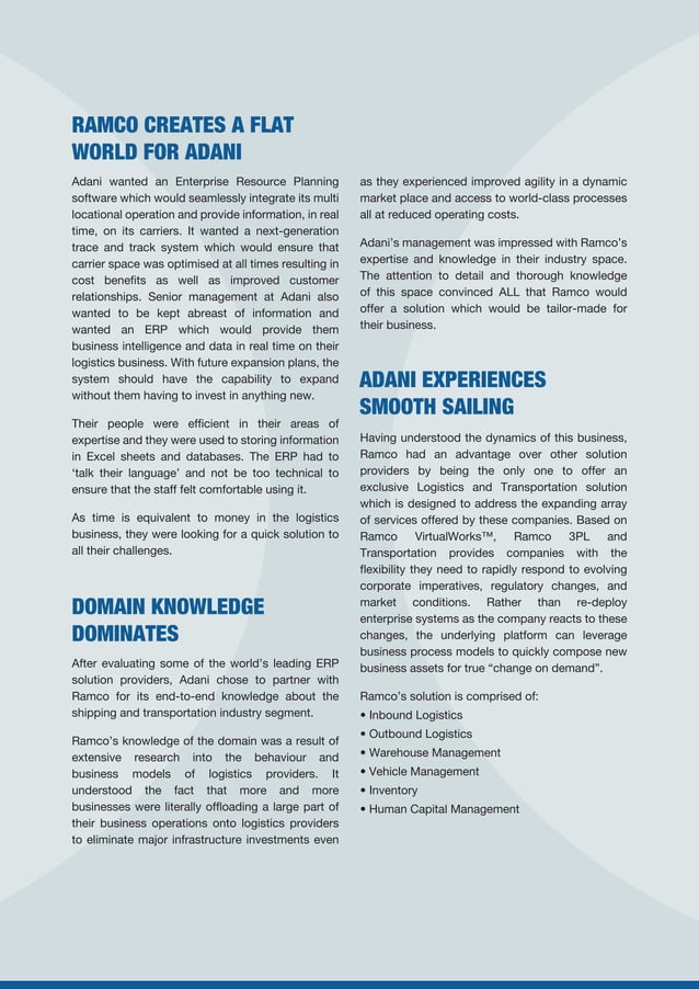 Case Study by Ramco - Adani Logistics | PDF | Logistics and Transportation Industry | Industries