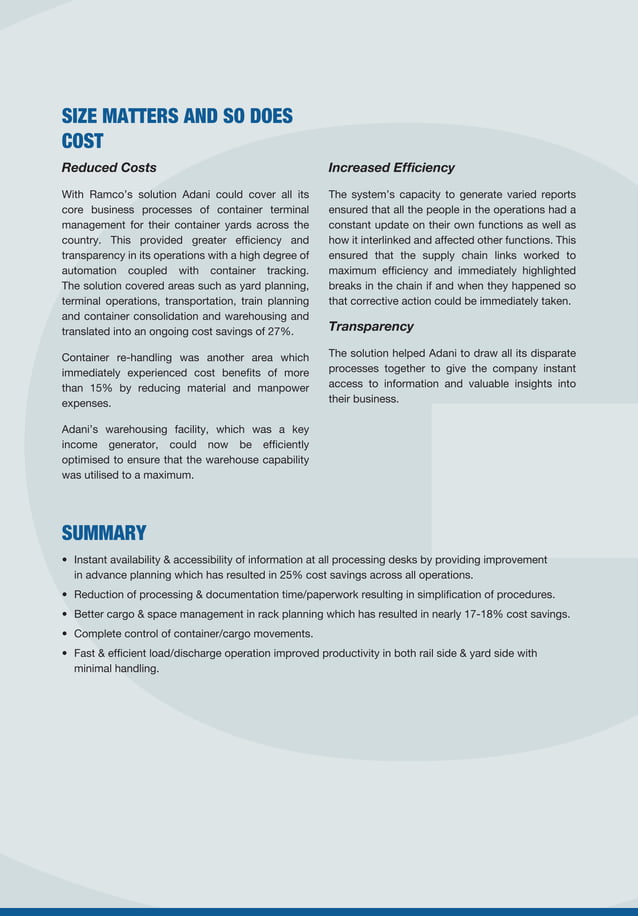 Case Study by Ramco - Adani Logistics | PDF | Logistics and Transportation Industry | Industries