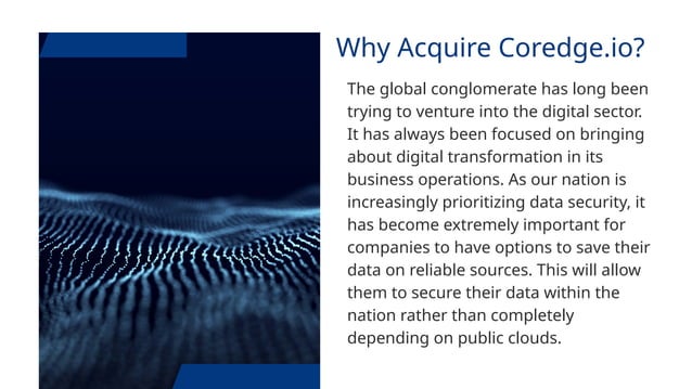 Adani-Sirius JV Acquires Coredge.io Private Limited | PPTX