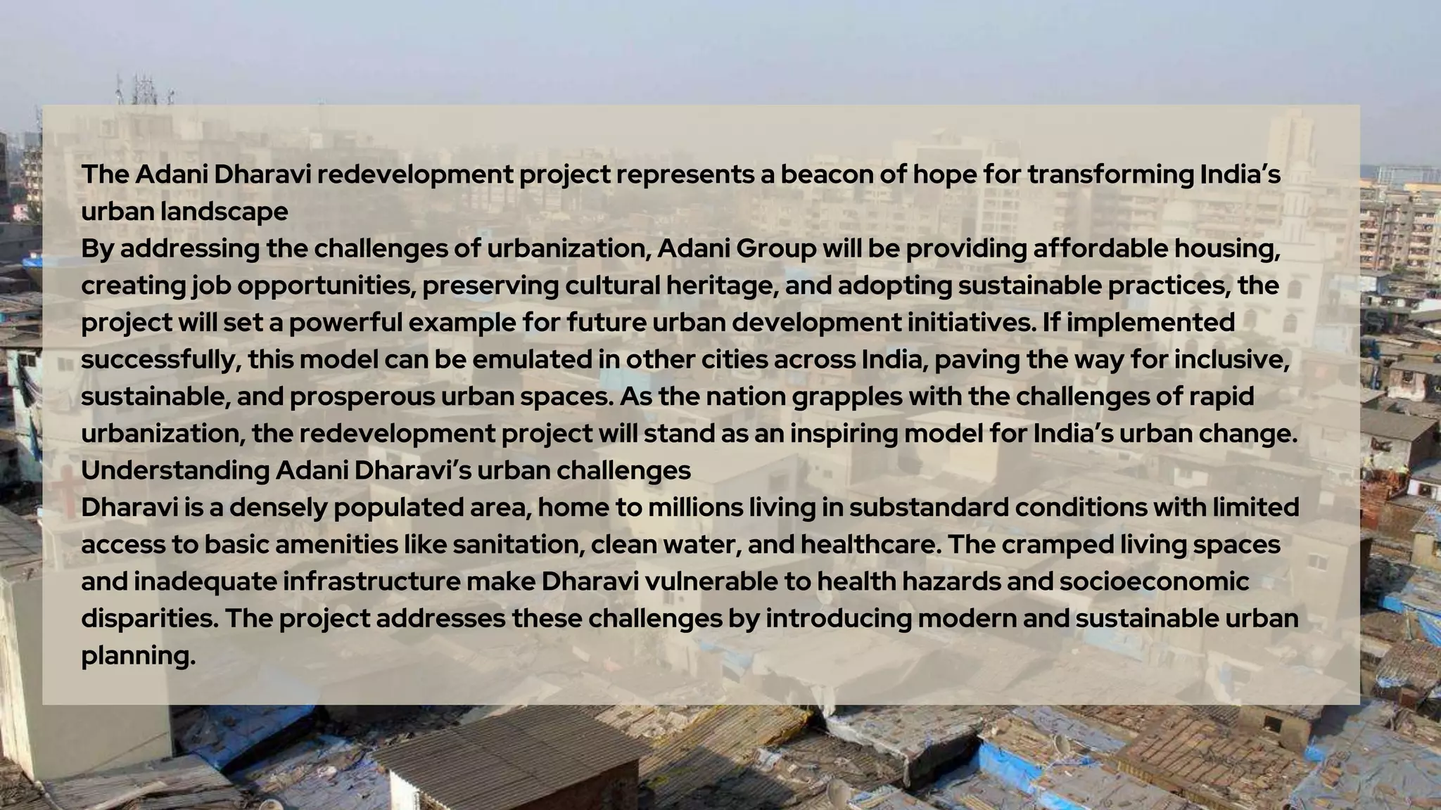 Adani Dharavi redevelopment is a model for India’s Urban change | PPTX