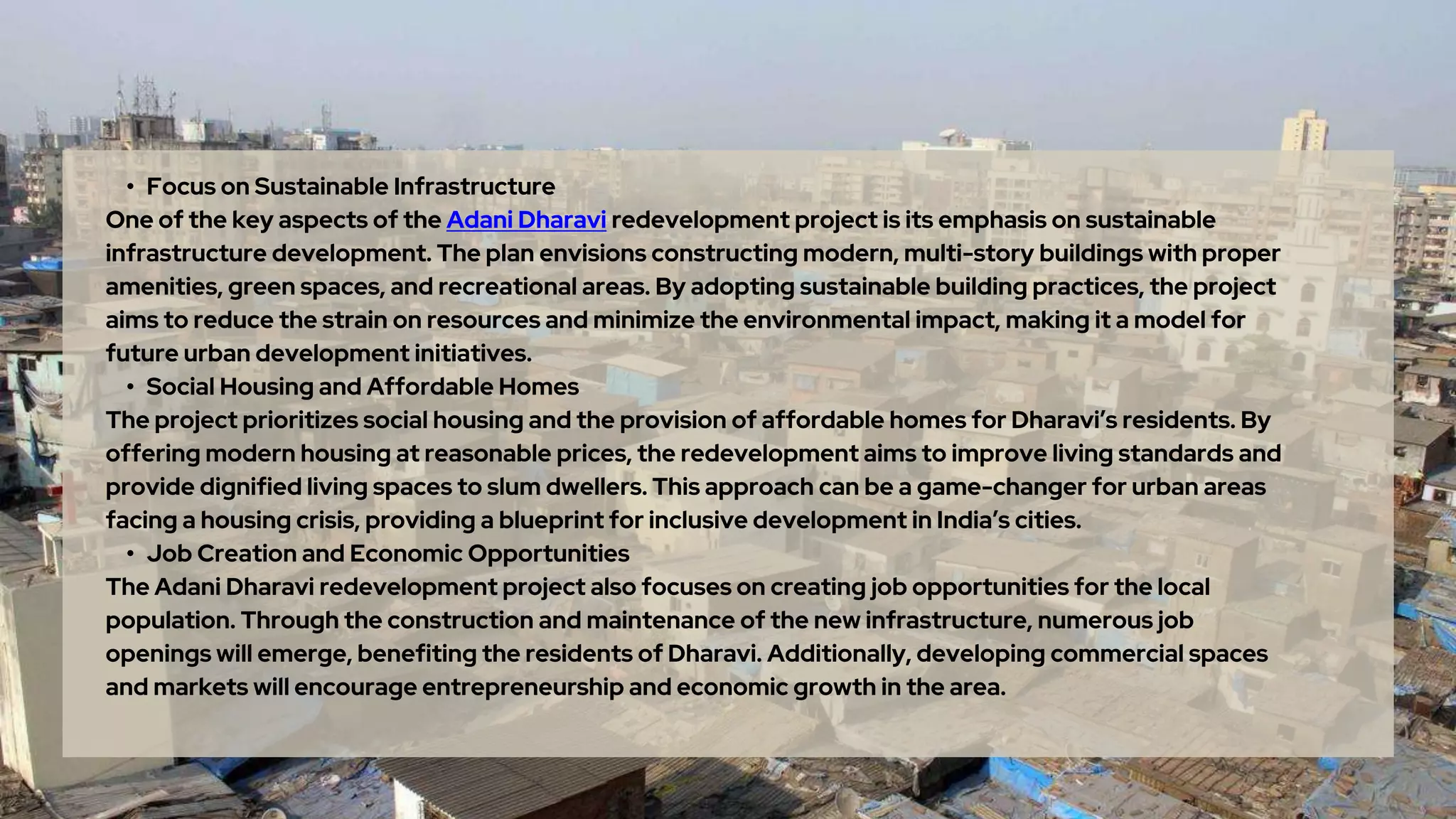 Adani Dharavi redevelopment is a model for India’s Urban change | PPTX