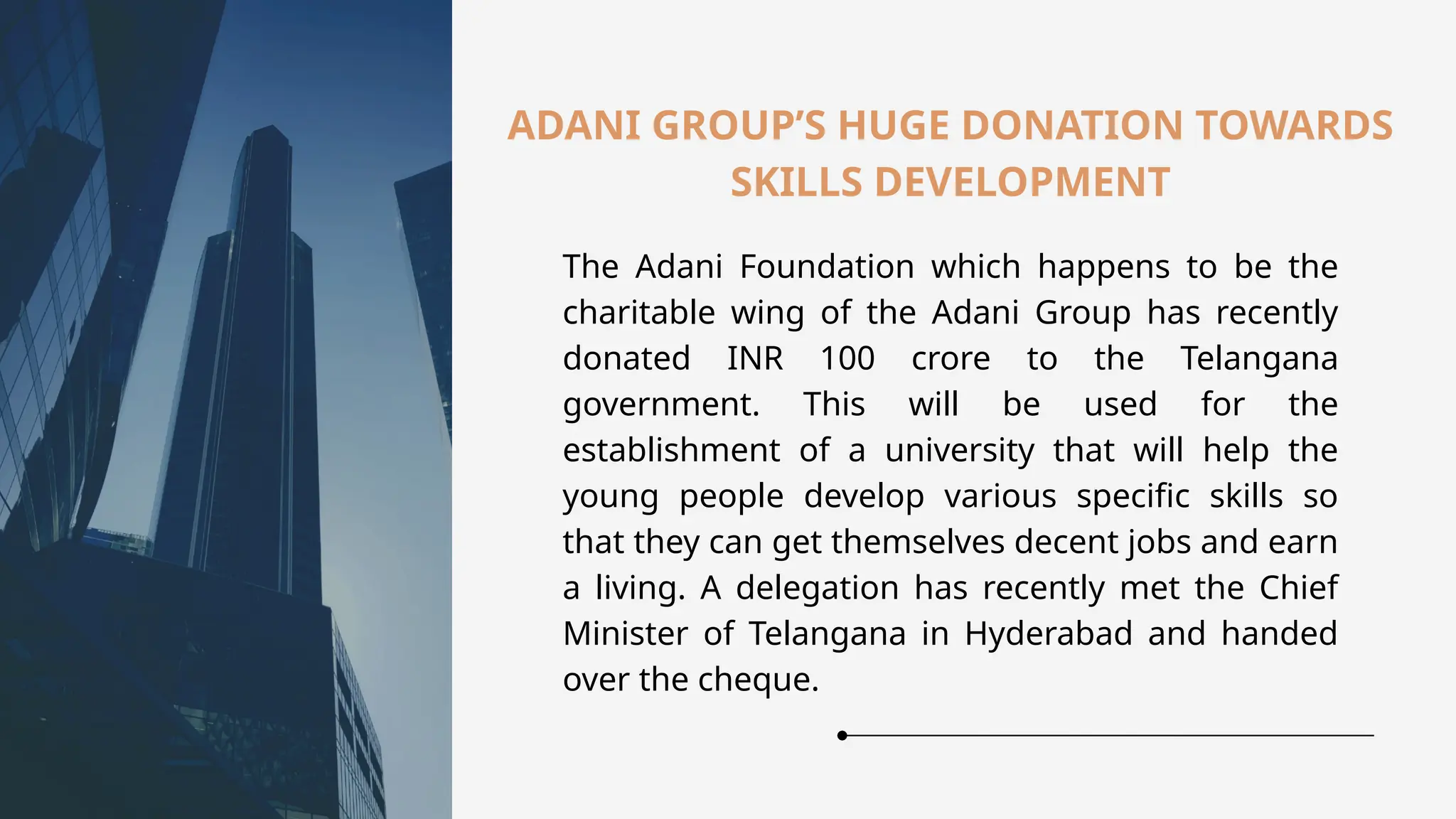 Adani Group Makes Donation for The Development of a Skills University | PPT