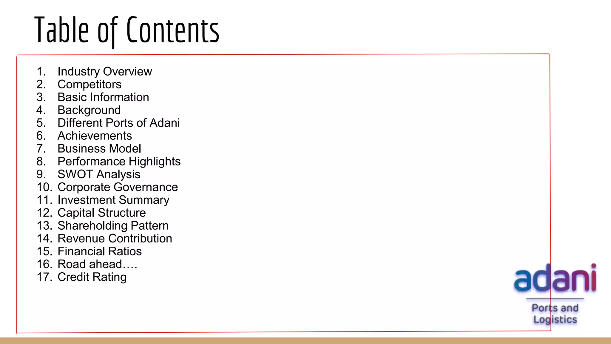 Adani Ports and SEZ detail study | PPTX