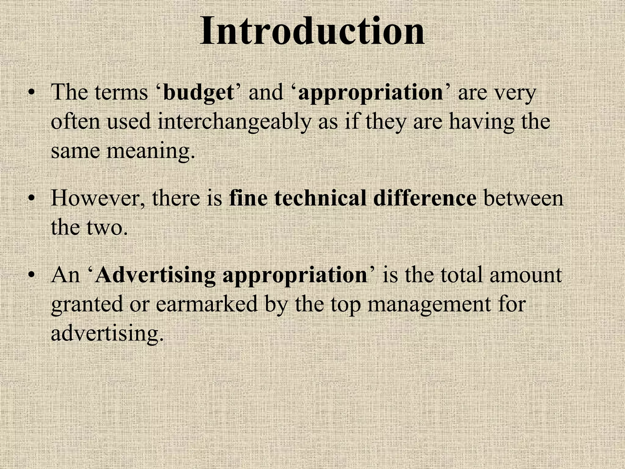 Ad Appropriation and Budgeting | PPTX