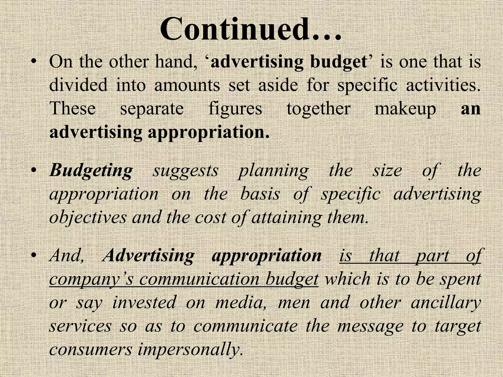 Ad Appropriation and Budgeting | PPTX
