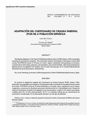 Adaptación del cuestionario de crianza parental (pcri m) a población ...