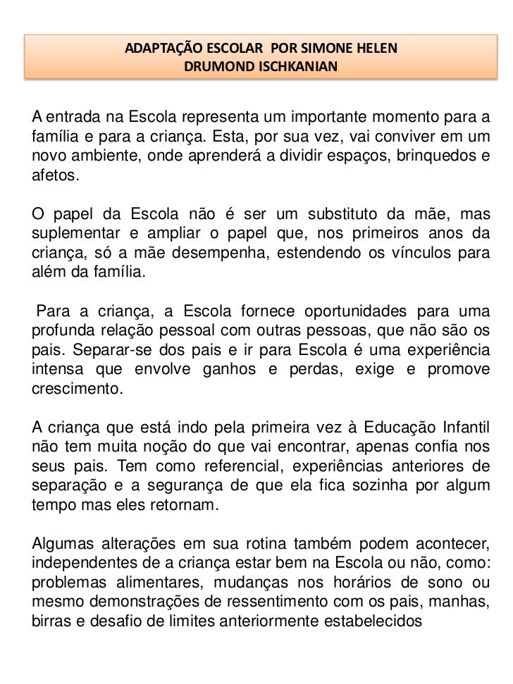 Adaptação escolar por simone helen drumond Adaptação escolar por simone helen drumond