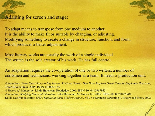 Adaptation approach literature | PPT | Musicals | Genres