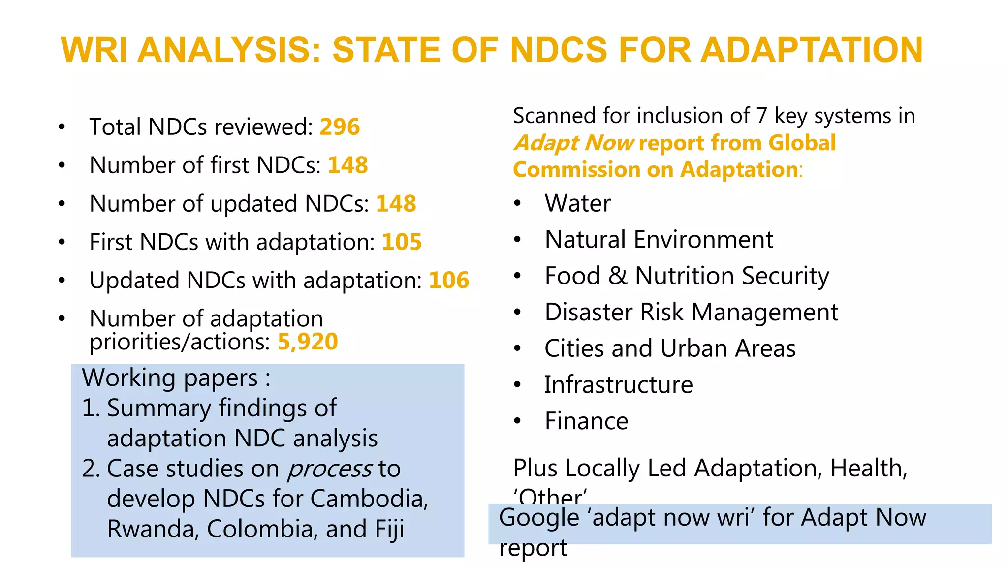 Adaptation Components of NDCs: A Global Perspective for Countries | PPTX