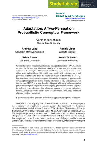 Adaptation A Two-Perception Probabilistic Conceptual Framework | PDF