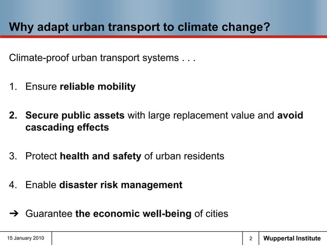 Towards climate-proof urban transport systems | PPT
