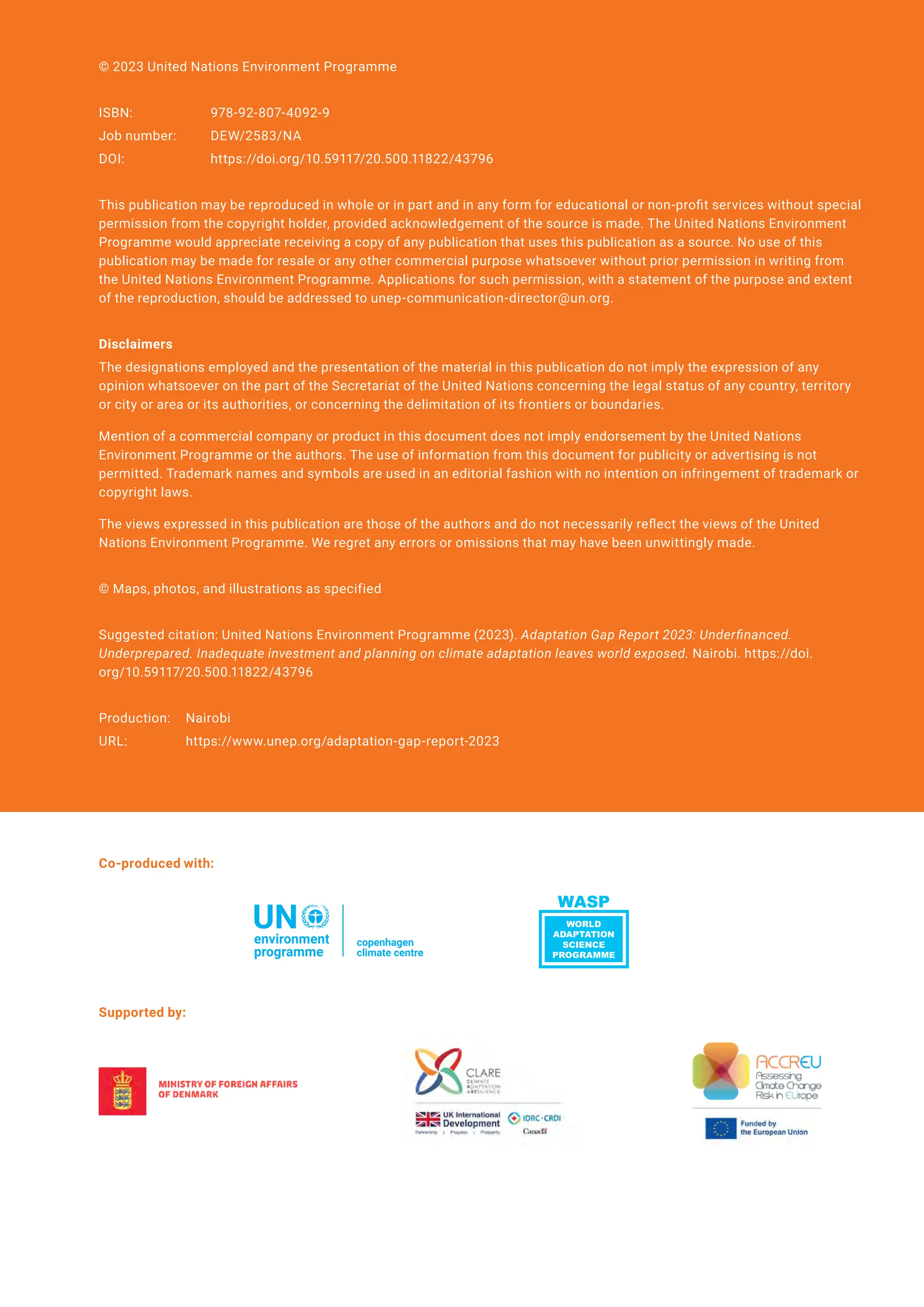 UNEP Climate Adaptation Gap Report 2023 | PDF