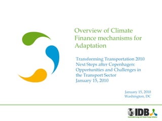 Overview of Climate Finance mechanisms for Adaptation | PPT