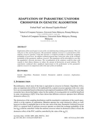 Adaptation of parametric uniform crossover in genetic algorithm | PDF