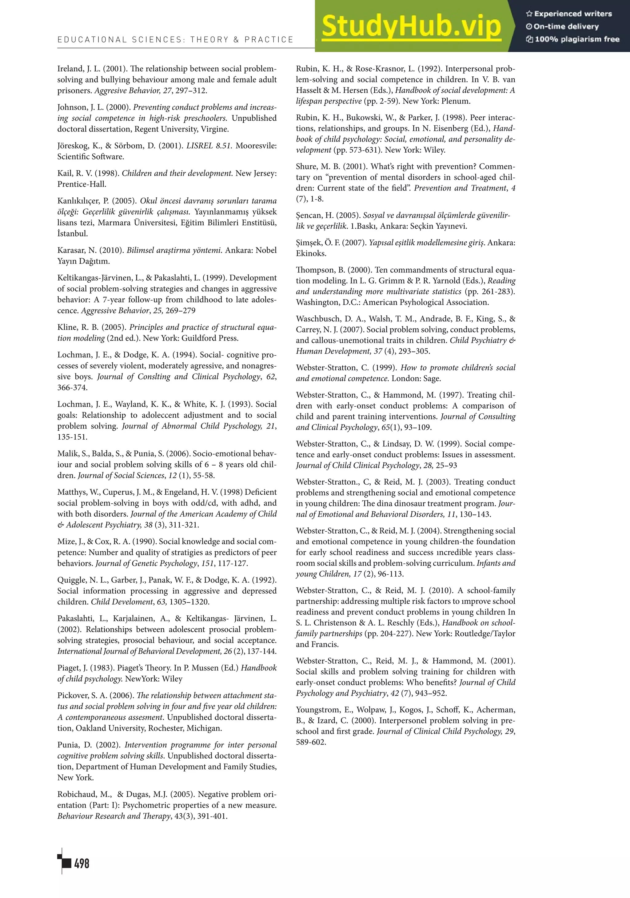 Adaptation Of Social Problem Solving For Children Questionnaire In 6 ...