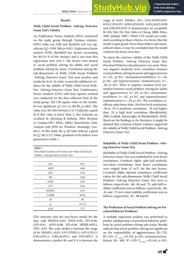 Adaptation Of Social Problem Solving For Children Questionnaire In 6 ...